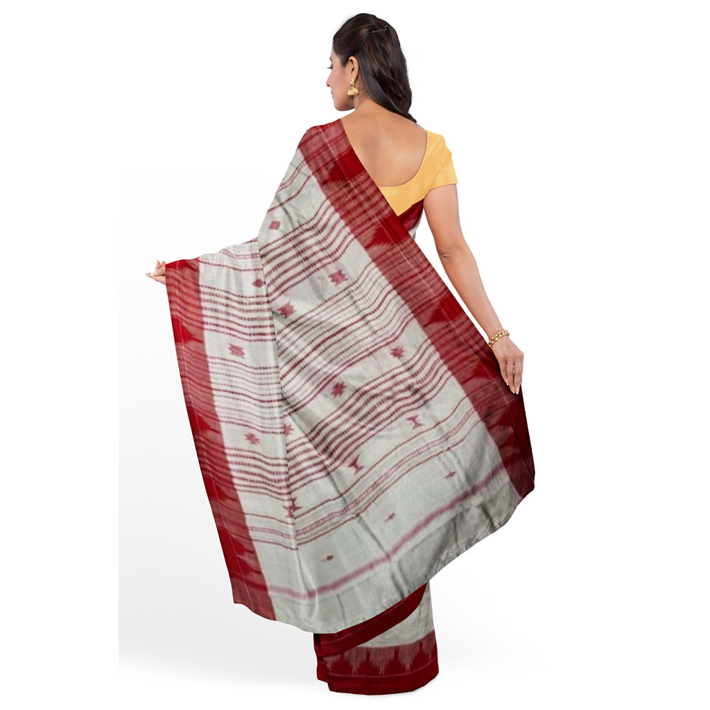 Buy Grey Handloom Kotpad Saree with Maroon Border online from Odisha E ...